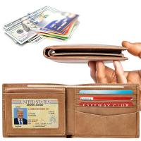 China Custom Genuine Leather Wallet for Men Handmade Minimalist Anti-theft Vintage Style RFID Blocking for sale