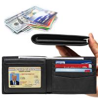 China Custom Genuine Leather Wallet for Men Handmade Minimalist Anti-theft Vintage Style RFID Blocking for sale