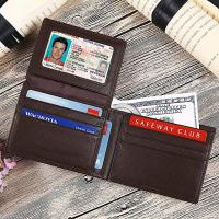 China Custom Genuine Leather Wallet for Men Handmade Minimalist Anti-theft Vintage Style RFID Blocking for sale