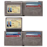 China Custom Genuine Leather Wallet for Men Handmade Minimalist Anti-theft Vintage Style RFID Blocking for sale