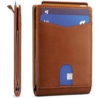 China Custom 9 Slot RFID Blocking Carbon Fiber Leather Money Slip Wallet Fashionable Style for sale