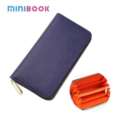 China Genuine Leather Long Wallet Zipper Large Capacity Unisex Wave Pattern Wallet for Men Women for sale