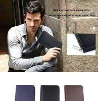China Genuine Leather Long Wallet Zipper Large Capacity Unisex Wave Pattern Wallet for Men Women for sale