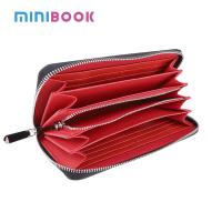 China Genuine Leather Long Wallet Zipper Large Capacity Unisex Wave Pattern Wallet for Men Women for sale