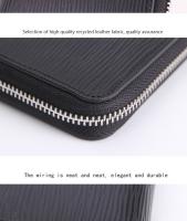 China Genuine Leather Long Wallet Zipper Large Capacity Unisex Wave Pattern Wallet for Men Women for sale