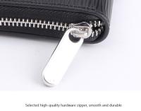 China Genuine Leather Long Wallet Zipper Large Capacity Unisex Wave Pattern Wallet for Men Women for sale