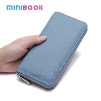 China Unisex Pebble Genuine Leather Long Wallet with Zipper Custom Logo Waterproof for sale