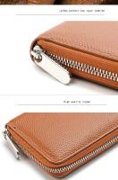 China Unisex Pebble Genuine Leather Long Wallet with Zipper Custom Logo Waterproof for sale