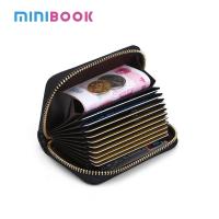 China Genuine Leather Accordion Card Wallet for Men Short Front Pocket Organ Card Holder 3 Pcs MOQ for sale