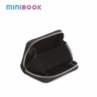 China Genuine Leather Accordion Card Wallet for Men Short Front Pocket Organ Card Holder 3 Pcs MOQ for sale