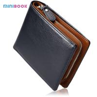 China OEM Handmade Small Folding Card Holder Wallet with Zipper 8 Card Slots for sale