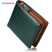 China OEM Handmade Small Folding Card Holder Wallet with Zipper 8 Card Slots for sale