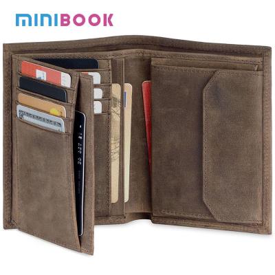 China Men's Brown Genuine Leather Card Holder with Coin Compartment Low MOQ Mix Models for sale