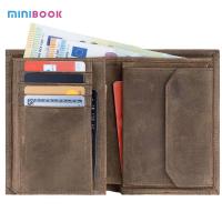 China Men's Brown Genuine Leather Card Holder with Coin Compartment Low MOQ Mix Models for sale