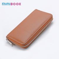 China Genuine Pebble Leather Long Zipper Wallet Coin Purse Custom Logo for Men Women for sale