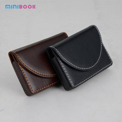 China Custom Logo Vegan Leather Minibook Card Case Wallet Waterproof Zipper 9cm x 6.5cm for sale