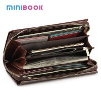 China Retro Oil Wax Genuine Leather Men Wallet with Multi-Card Slots and Zipper Closure 20cm for sale