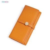 China Genuine Leather Ladies Long Wallet Minibook Style with Custom Logo Zipper and 12 Card Holder for sale