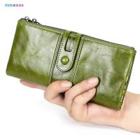 China Women Genuine Leather Minibook Wallet Oil Wax Finish Multi Card Slot OEM ODM Custom for sale
