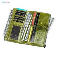China Women Genuine Leather Minibook Wallet Oil Wax Finish Multi Card Slot OEM ODM Custom for sale
