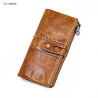China Women Genuine Leather Minibook Wallet Oil Wax Finish Multi Card Slot OEM ODM Custom for sale