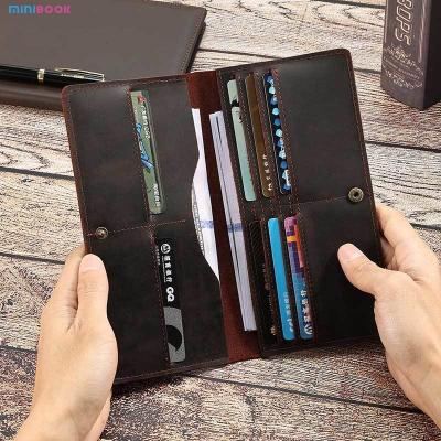 China Men's Crazy Horse Leather Purse Vintage Design Low MOQ Mix Models Custom Logo for sale