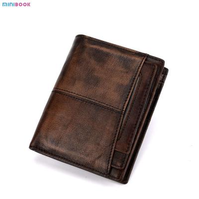 China RFID Crazy Horse Leather Short Wallet Credit Card Holder for Men 8 Card Slots for sale