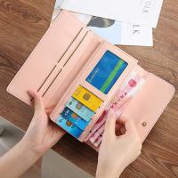 China Custom Logo Ladies Long Wallet Large Capacity Pu Leather Card Holder Clutch Bag 20 Slots for sale