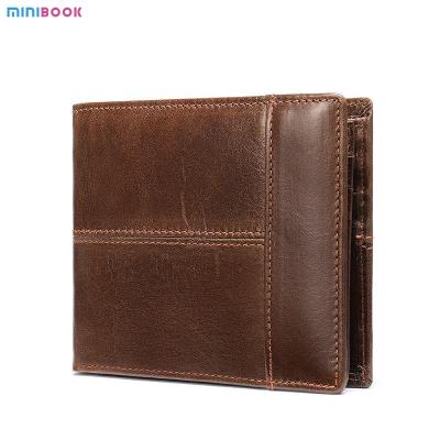 China Men's Genuine Leather RFID Blocking Wallet Minimalist Crazy Horse Slim Credit Card Holder 8 Slot for sale