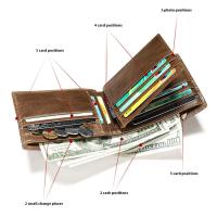 China Men's Genuine Leather RFID Blocking Wallet Minimalist Crazy Horse Slim Credit Card Holder 8 Slot for sale