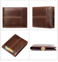China Men's Genuine Leather RFID Blocking Wallet Minimalist Crazy Horse Slim Credit Card Holder 8 Slot for sale