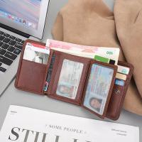 China Customized Crazy Horse Leather Men's Trifold Wallet with RFID Blocking Technology for sale