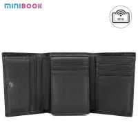China Custom Black Credit Card Holder Minimalist Small Wallet with Snap Pocket 8 Slots for sale