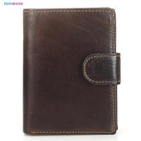 China Genuine Oil Wax Leather Trifold Wallet with Snap Closure and 2 ID Windows 8 Card Slots for sale