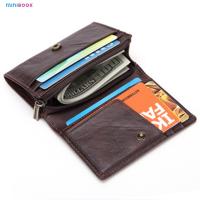 China Genuine Oil Wax Leather Trifold Wallet with Snap Closure and 2 ID Windows 8 Card Slots for sale