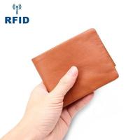 China Anti-Theft Minibook Genuine Leather Wallet with RFID Technology and Small Purse for Men for sale