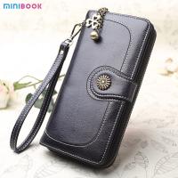 China Women's Long Leather Zipper Wallet RFID Blocking Cash Stuffing Wristlet Purse 20 Card Slots for sale