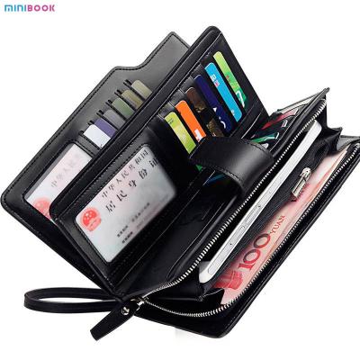 China Vintage Style Long Leather Wallet Multi Function Card Holder for Men Women 12 Slots for sale