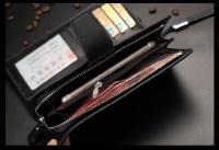 China Vintage Style Long Leather Wallet Multi Function Card Holder for Men Women 12 Slots for sale