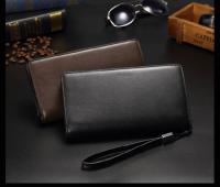 China Vintage Style Long Leather Wallet Multi Function Card Holder for Men Women 12 Slots for sale