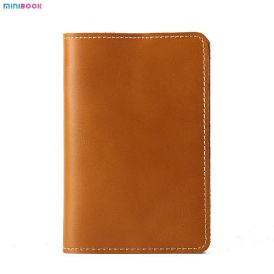 China Custom Genuine Leather Passport Wallet Holder Vintage Style 4 Card Slot for Men Women for sale