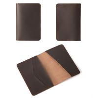 China Custom Genuine Leather Passport Wallet Holder Vintage Style 4 Card Slot for Men Women for sale