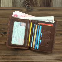 China Custom Logo Crazy Horse Leather Men's Bifold Wallet with RFID Blocking 8 Card Slots for sale