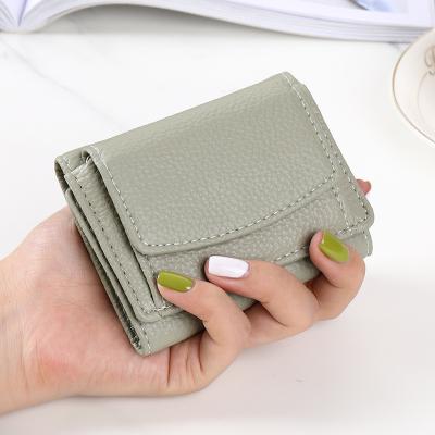 China Solid Color Women Mini Credit Card Holder Leather Coin Purse Wallet for Daily Life 8 Slots for sale