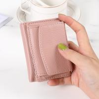 China Solid Color Women Mini Credit Card Holder Leather Coin Purse Wallet for Daily Life 8 Slots for sale