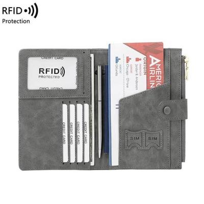 China Leather RFID Passport Holder Unisex Travel Wallet Business Card Case 2 Slots for sale