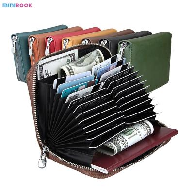 China Large Capacity ID Credit Card Holder Organizer Zipper Coin Purse for Men Women 20 Slots for sale
