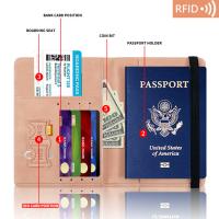 China Open Pattern Type Combo Passport Holder Travel Wallet RFID Blocking PU Leather Case Cover with Clear Window for sale