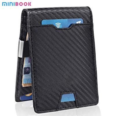 China Minibook RFID Blocking Carbon Fiber Wallet Clip Card Holder for Business Cards 10cm x 8cm for sale