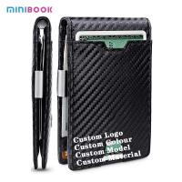 China Minibook RFID Blocking Carbon Fiber Wallet Clip Card Holder for Business Cards 10cm x 8cm for sale